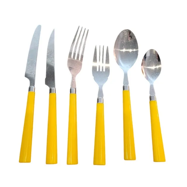 Vintage Retro MCM Yellow Plastic Handle Stainless Flatware Taiwan 35 ...
